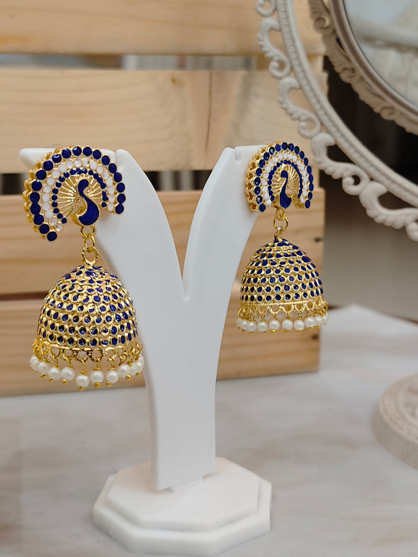 Mayur Gold Look Jhumka from Mrigaya by Nandini for Festive Occasions