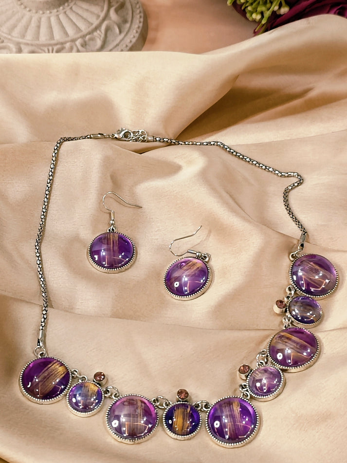 Maanik Necklace Set for Casual Look | Office Look | Ethnic Look - Purp