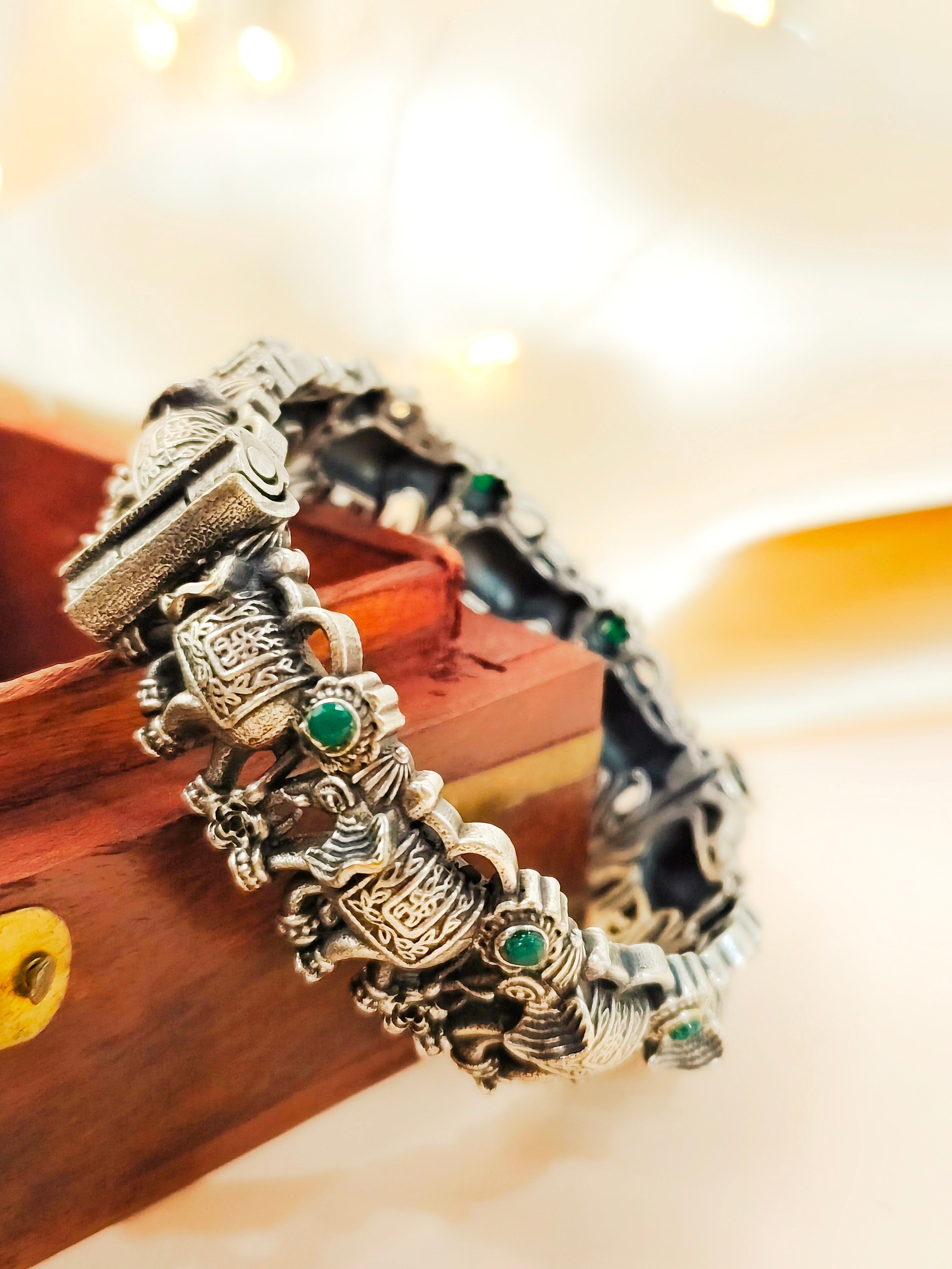 Gaaj gamani Haath Kada Antique Finish from Mrigaya by Nandini - 1 Bang