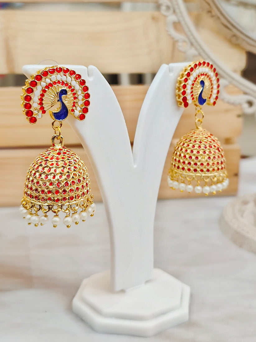 Mayur Gold Look Jhumka from Mrigaya by Nandini for Festive Occasions